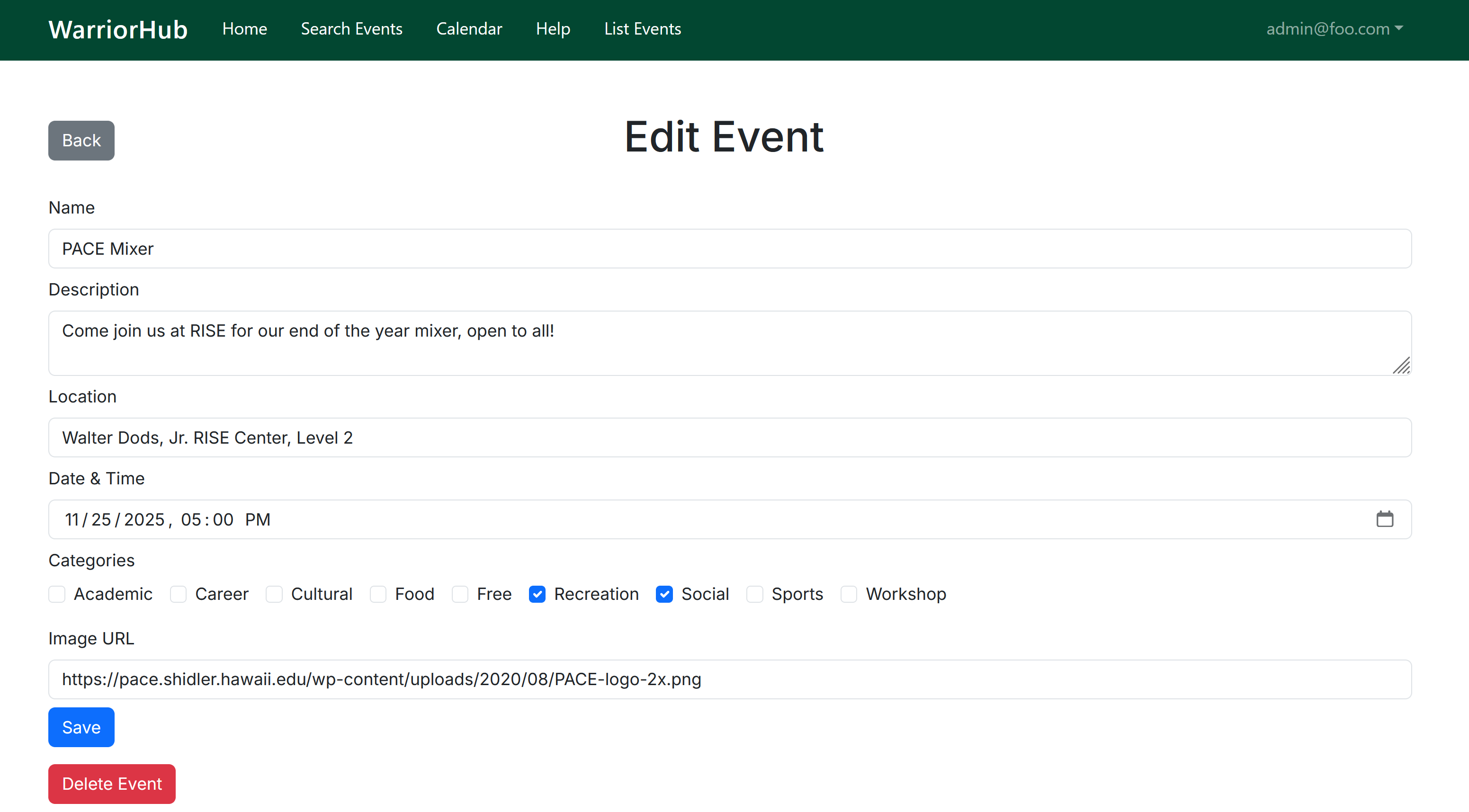 WarriorHub: UH Mānoa Event Scheduler | WarriorHub